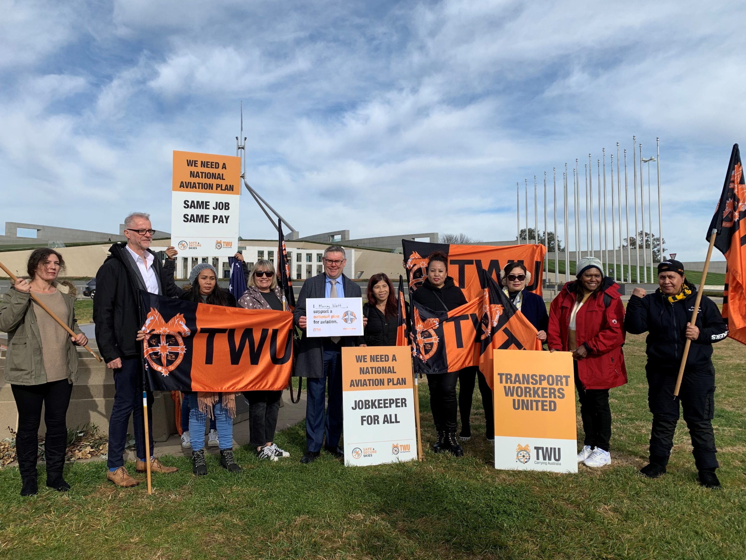 TWU Aviation Members took the JobKeeper fight direct to Canberra ...