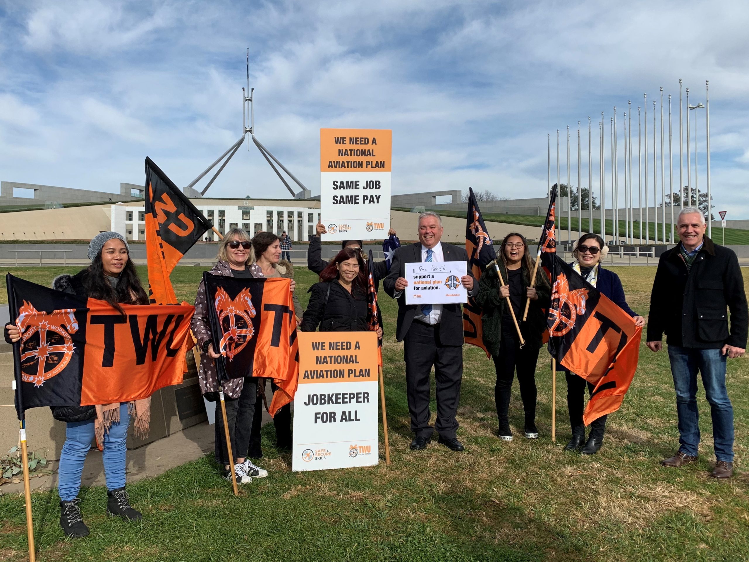 TWU Aviation Members took the JobKeeper fight direct to Canberra ...